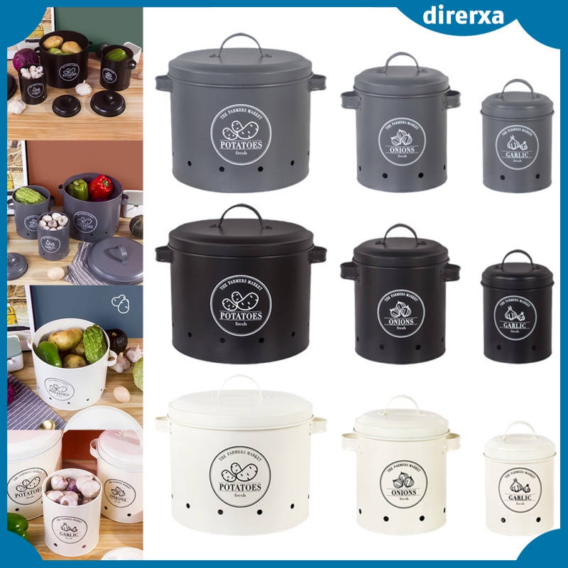 [DIRE] Set of 3 Potato Onion Kitchen Storage Canisters Jars Pots ...