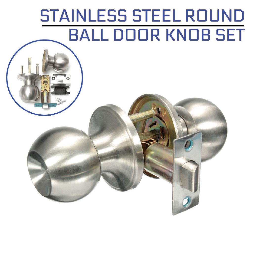Stainless Steel Door Lock 25mm-45mm Bathroom Round Ball Door Knob Set ...