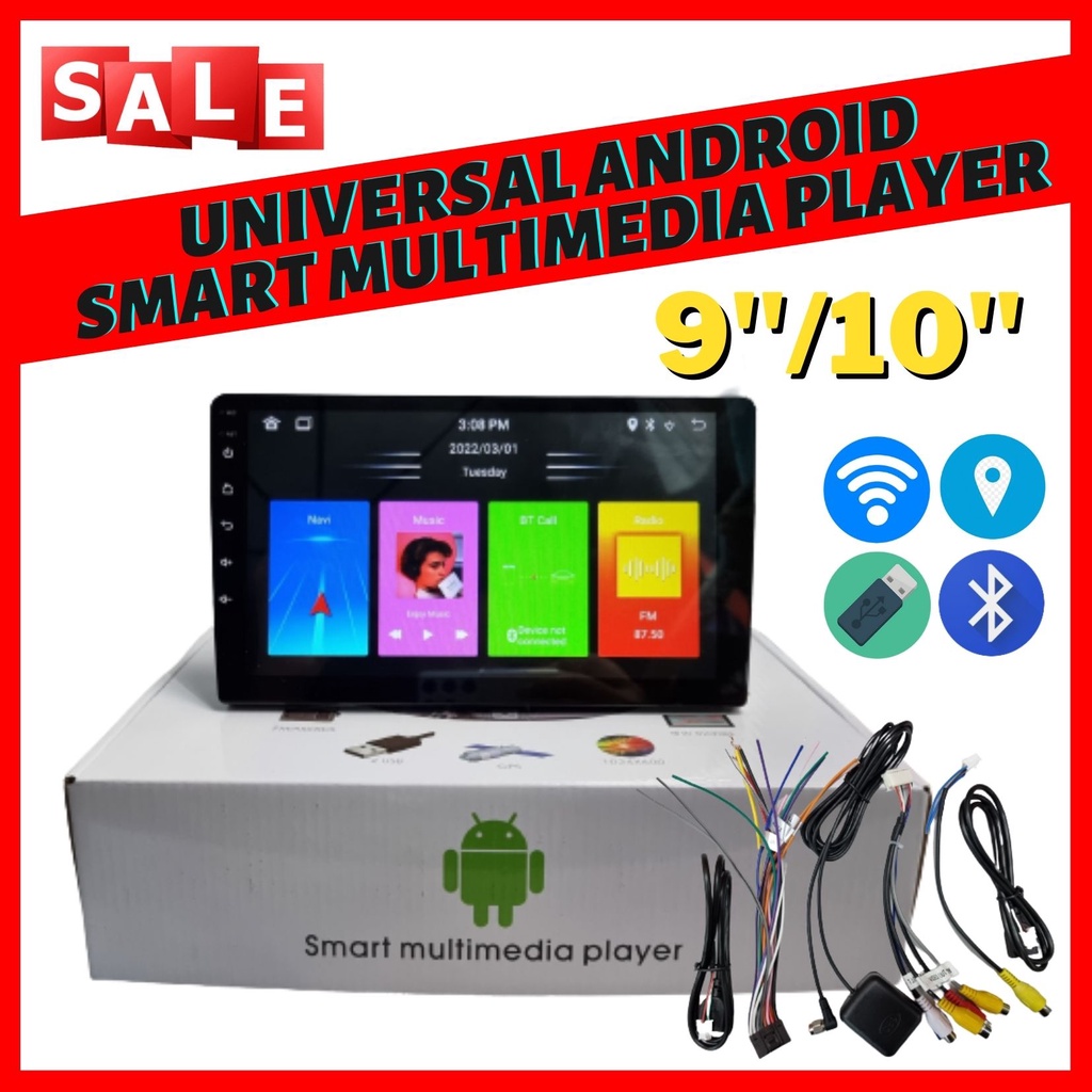9"/10" Big Screen Android Multimedia Player Universal Smart GPS TV USB ...