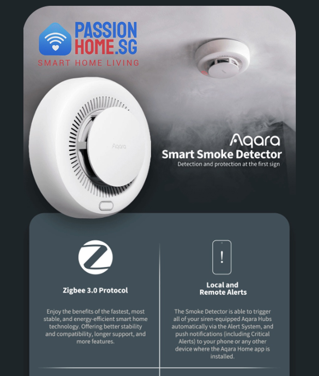 🇸🇬 Aqara Smart Smoke Detector High Sensitivity Smoke Detector Sensor ...