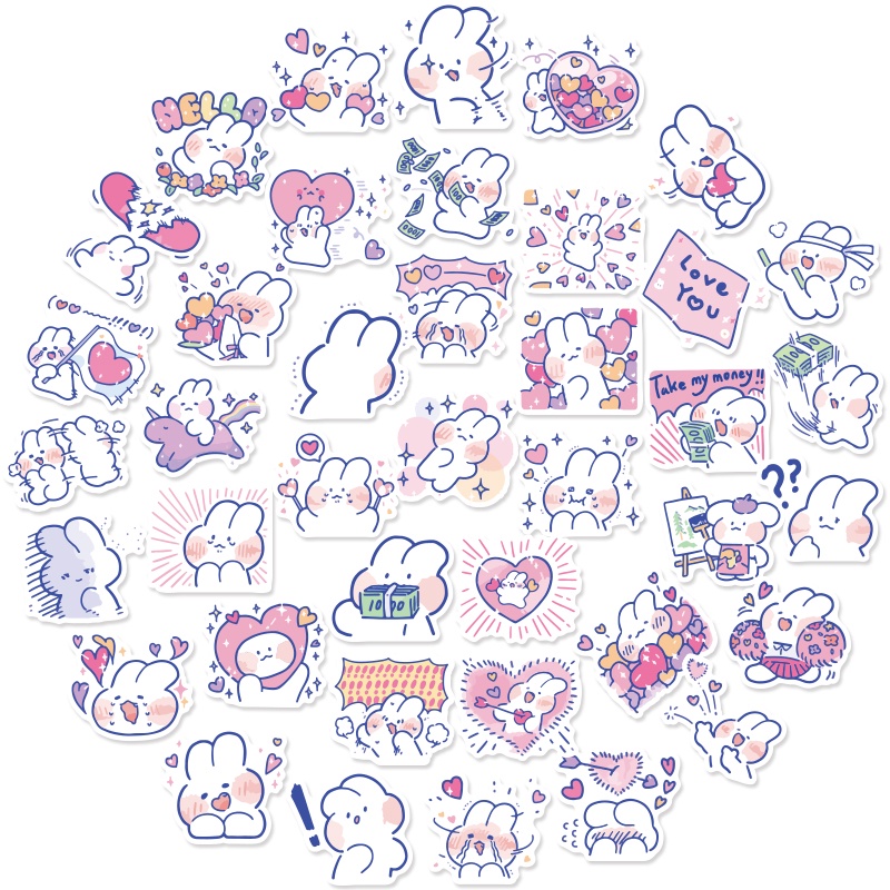 40 pcs Cute Mongmong Rabbit Cartoon Waterproof Scrapbook Stickers (B ...