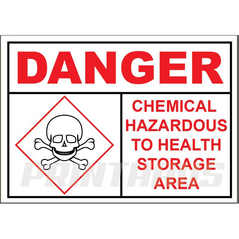 Danger Chemical Hazardous To Health Storage Area Sticker A3 Bahaya ...