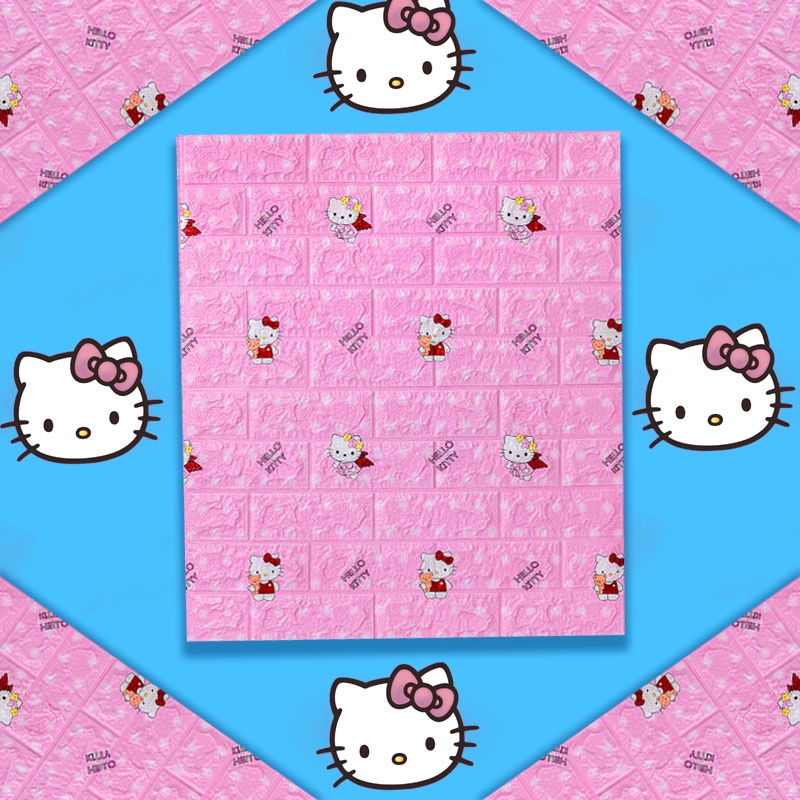 DIY Wallpaper Hello Kitty Sticker 3D Foam Brick Waterproof Cabinet ...