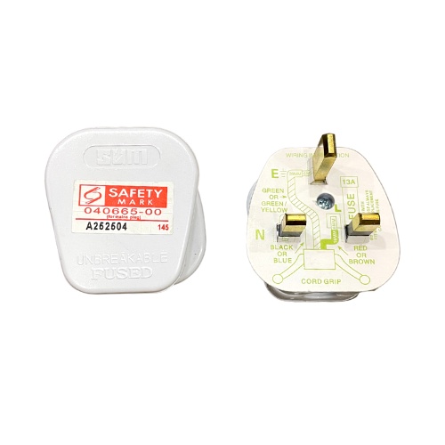 Standard 3 Pin Plug Head with Singapore Safety Mark (13Amp Fused Plug ...