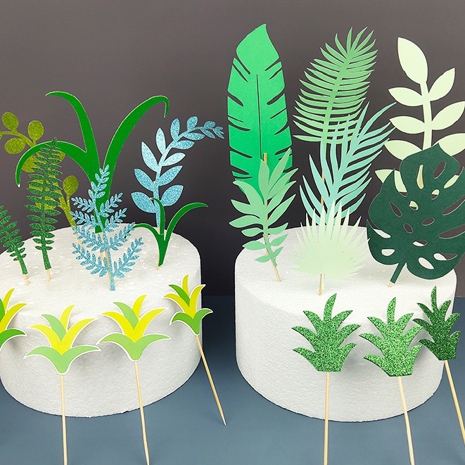 1 Set Green Leaf Birthday Cake Topper Safari Party decoration Baking ...