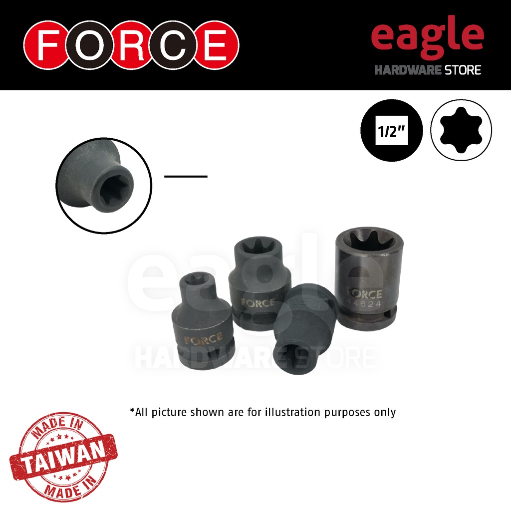 Force 446 1/2" Star Impact Socket ( E10 ~ E24 ) | Shopee Singapore