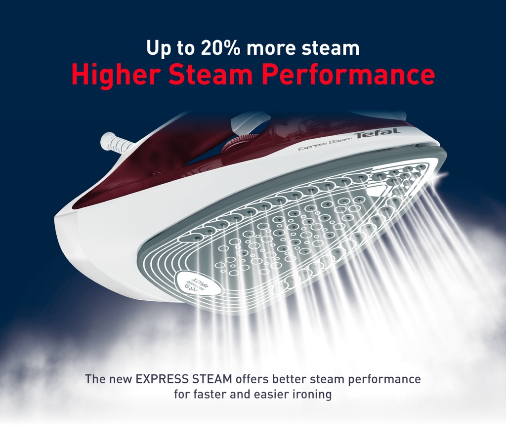 Tefal Express Steam Ceramic Soleplate Iron 270ml 2600W (Red) FV2869 ...