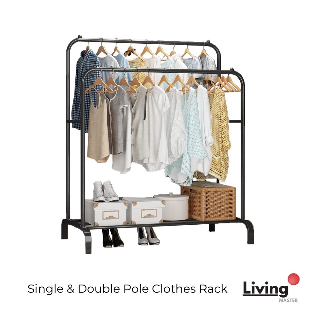 Single & Double Pole Clothes Rack Strong Powder Coated Drying Rack ...
