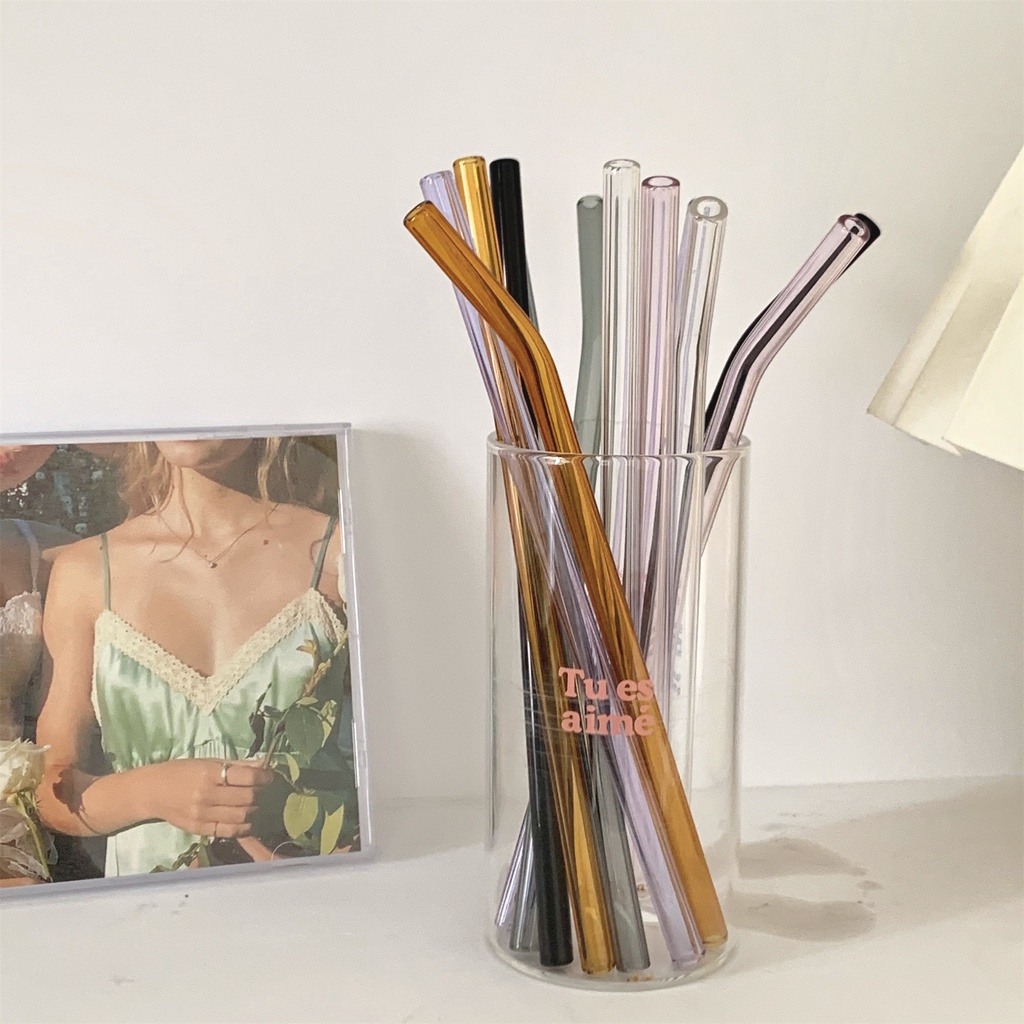 Environmental Glass Straws Reusable Drinking Straws Heat Resistant High
