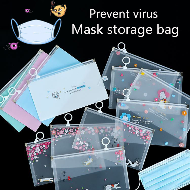 4Pcs/packet Portable Face Mask Storage Bag Pvc Dustproof Zipper Bag ...