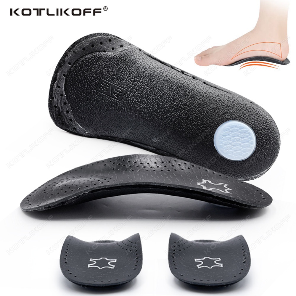 Leather Orthotic Insoles For Feet Arch Support Health Half Sole Pad ...