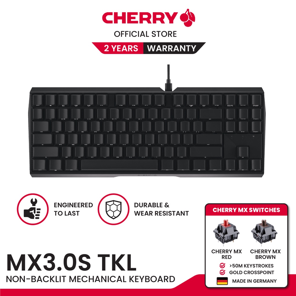 CHERRY MX 3.0S Tenkeyless Layout (TKL), 88 Keys Non Backlit Mechanical ...