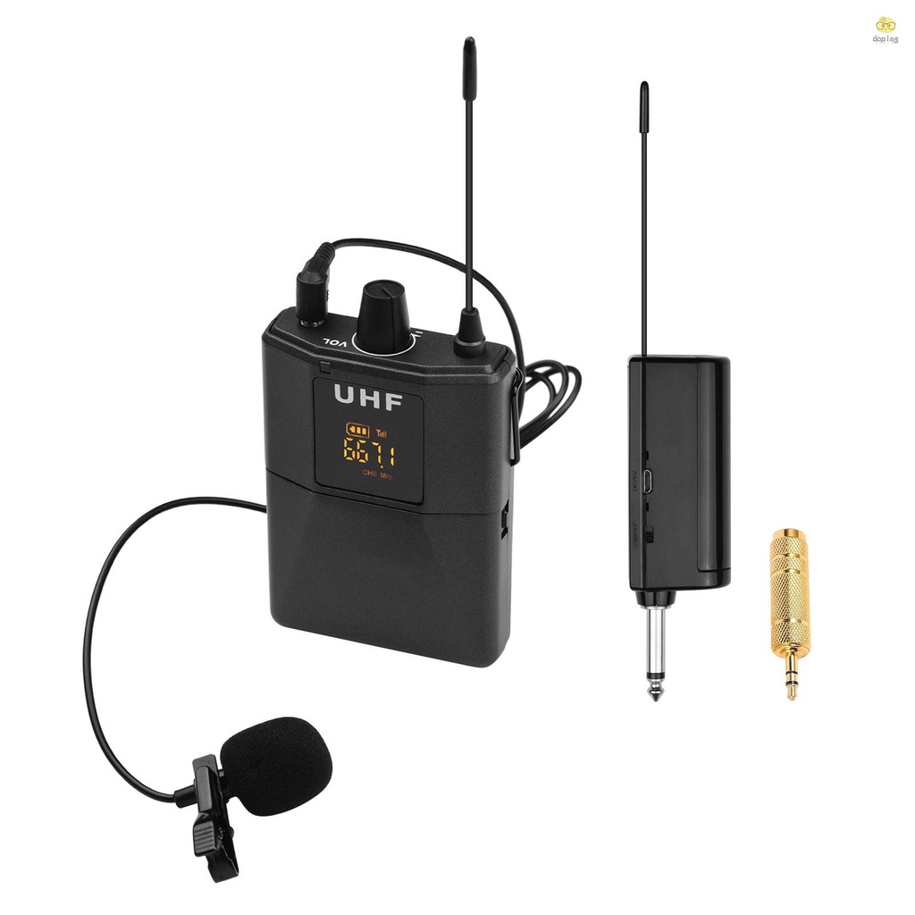 UHF Wireless Microphone System with Lavalier Microphone Body-pack ...