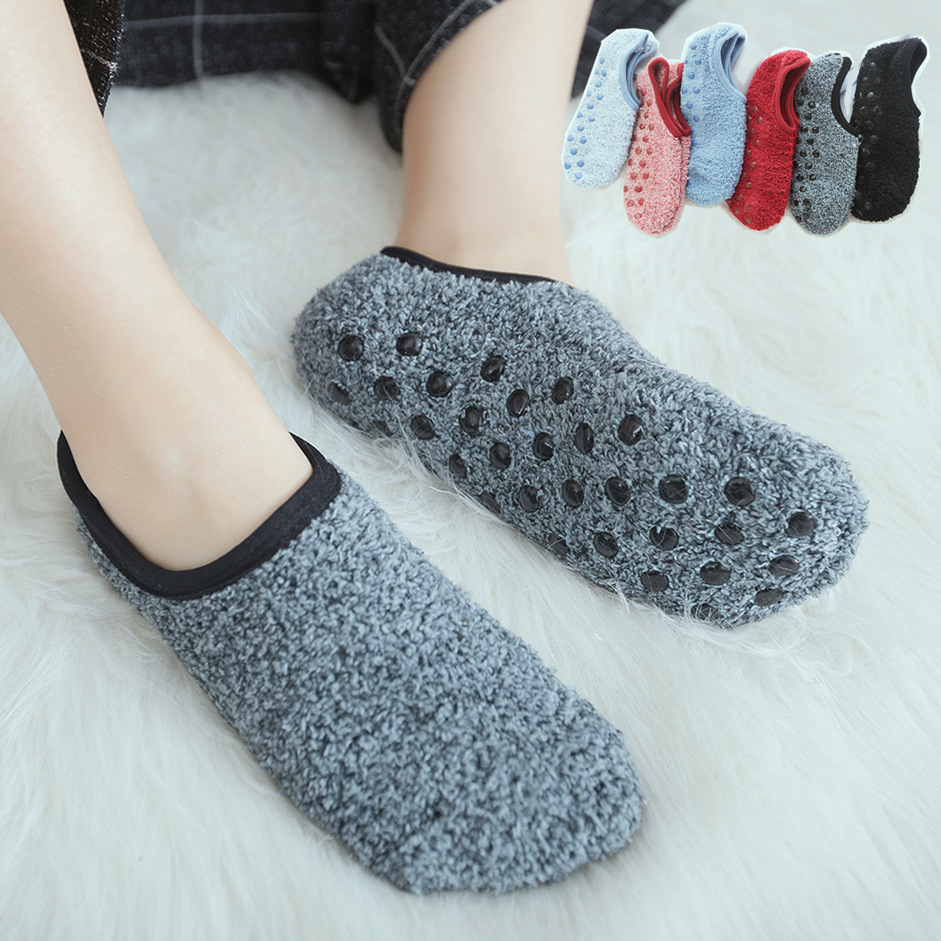 Women Winter Socks Indoor Velvet Short Socks Non-slip Floor Socks ...