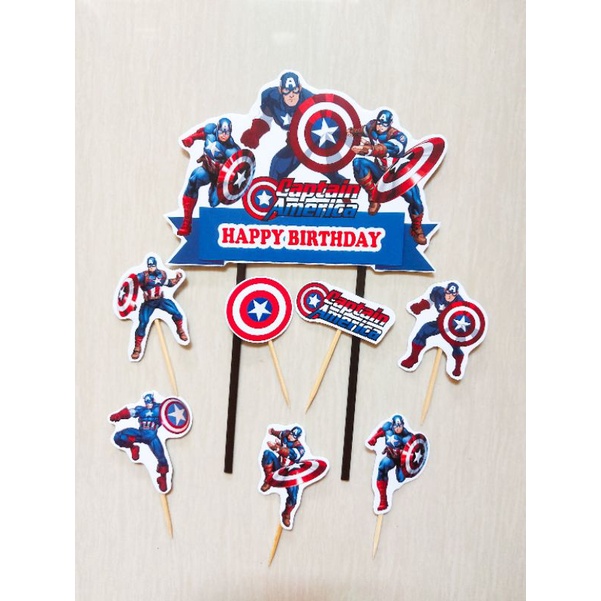 Captain AMERICA CAKE TOPPER / CAPTAIN AMERICA TOPPER / HAPPY BIRTHDAY ...