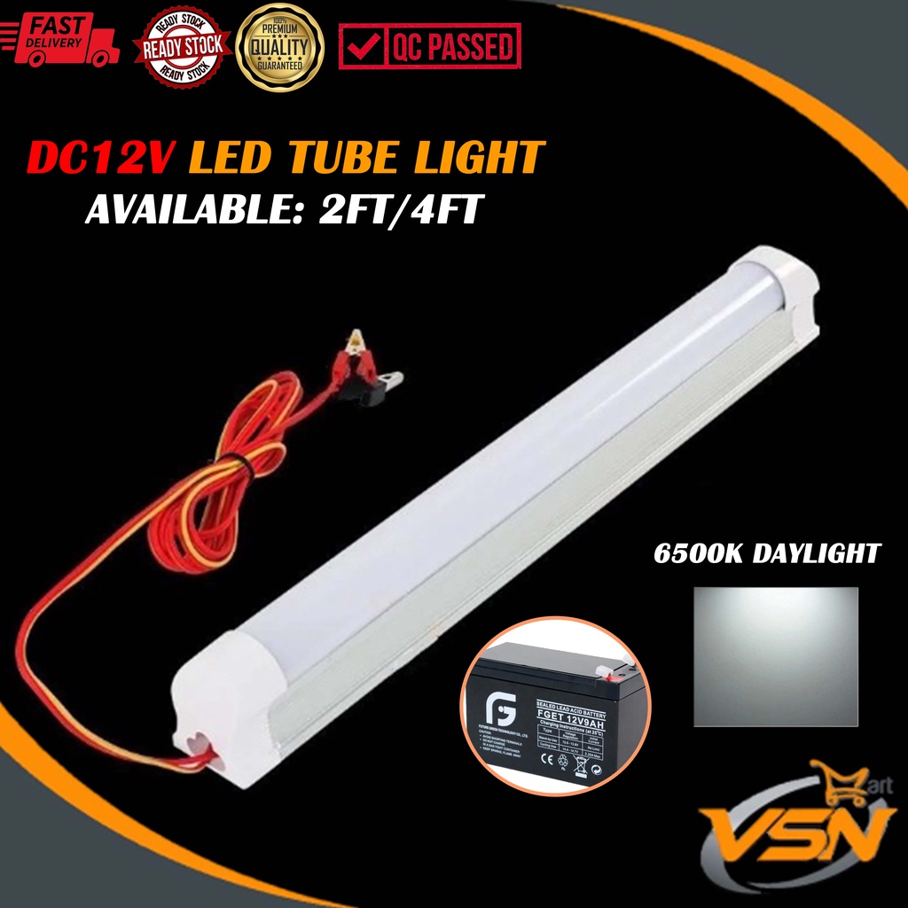 DC 12V LED T5 Tube Light 10W 2ft 20W 4ft 6500k Daylight Lampu Bengkel Pasar Malam Camping Guna ...
