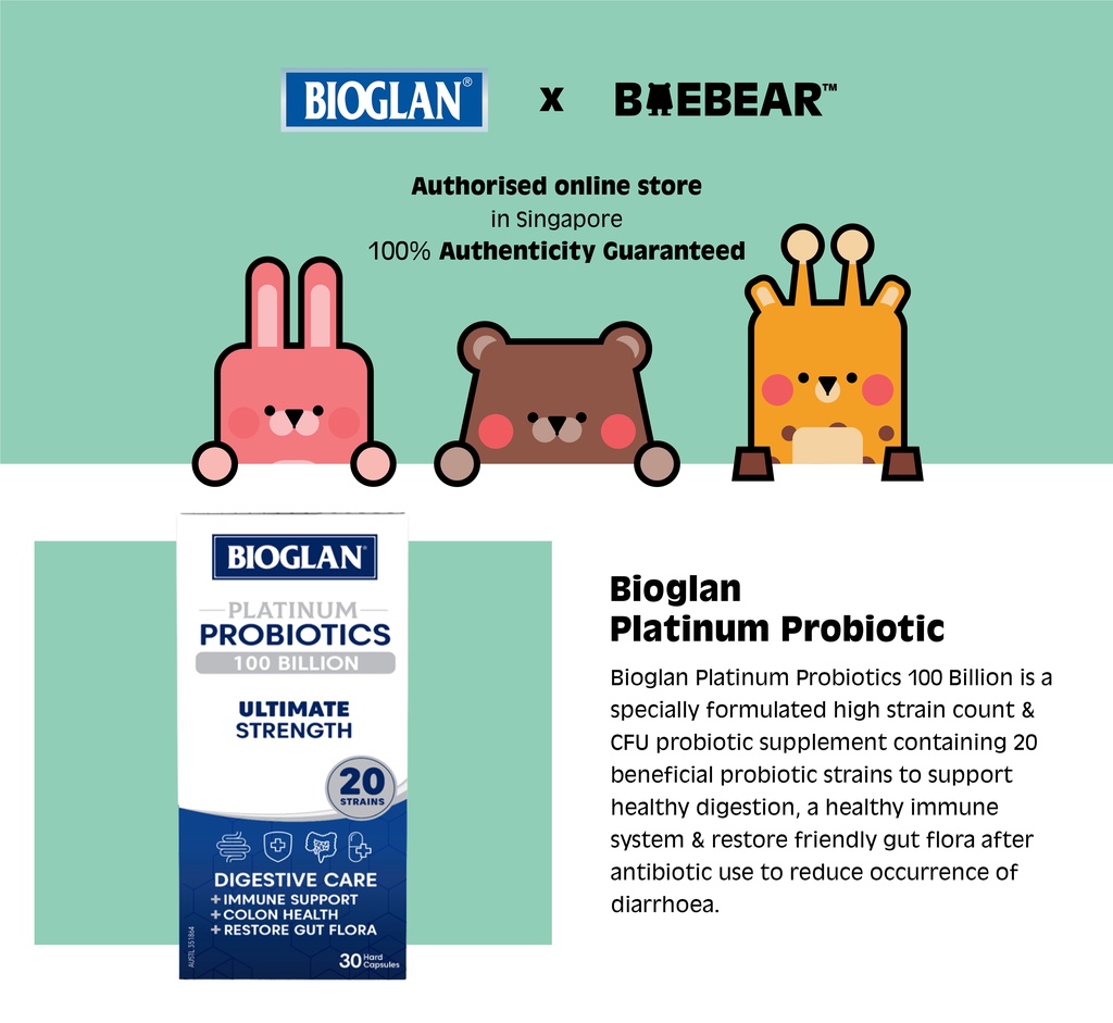 Bioglan Platinum Probiotic 100B Ultimate Strength 30caps (BaeBear.sg ...