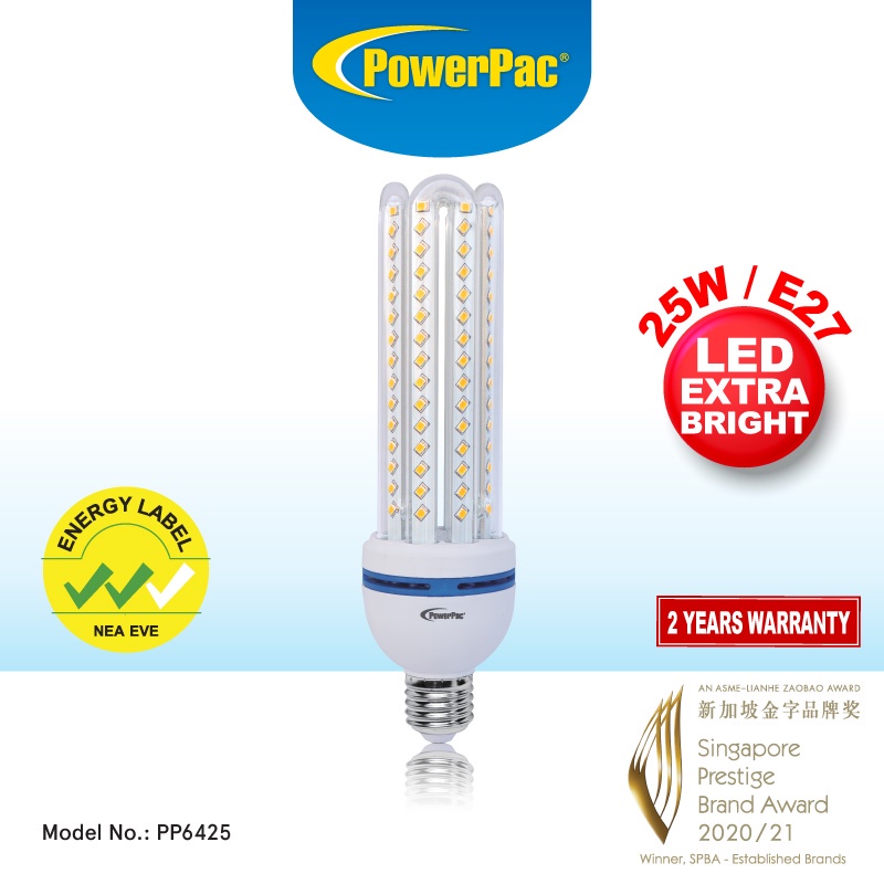 PowerPac LED Bulb, LED Light 25W E27 Daylight (PP6425) | Shopee Singapore