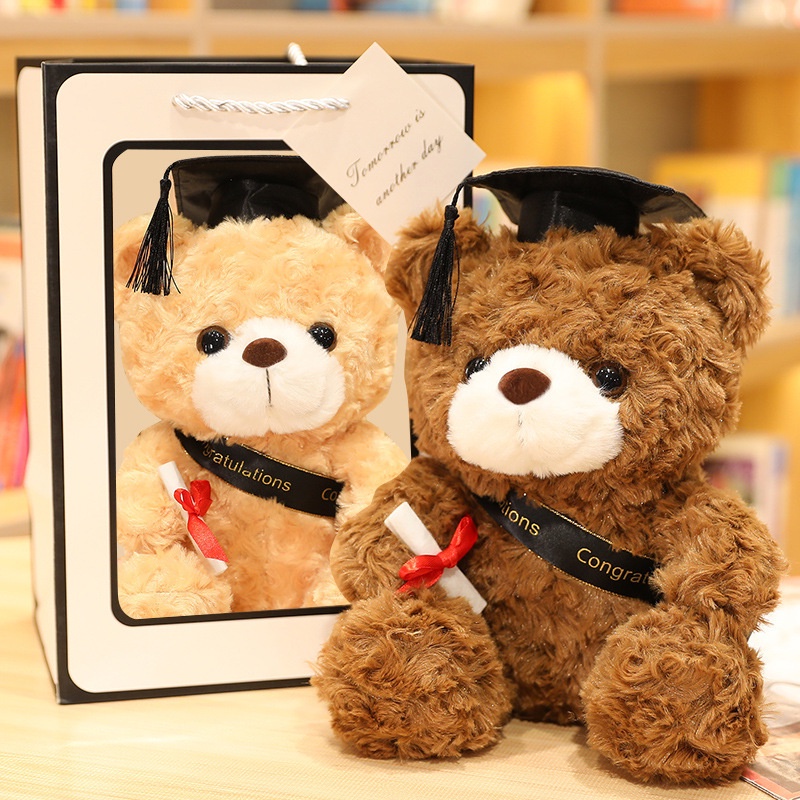 23CM 28CM GRADUATION BEAR WITH CONGRATULATION SASH (With Bag) | Shopee ...