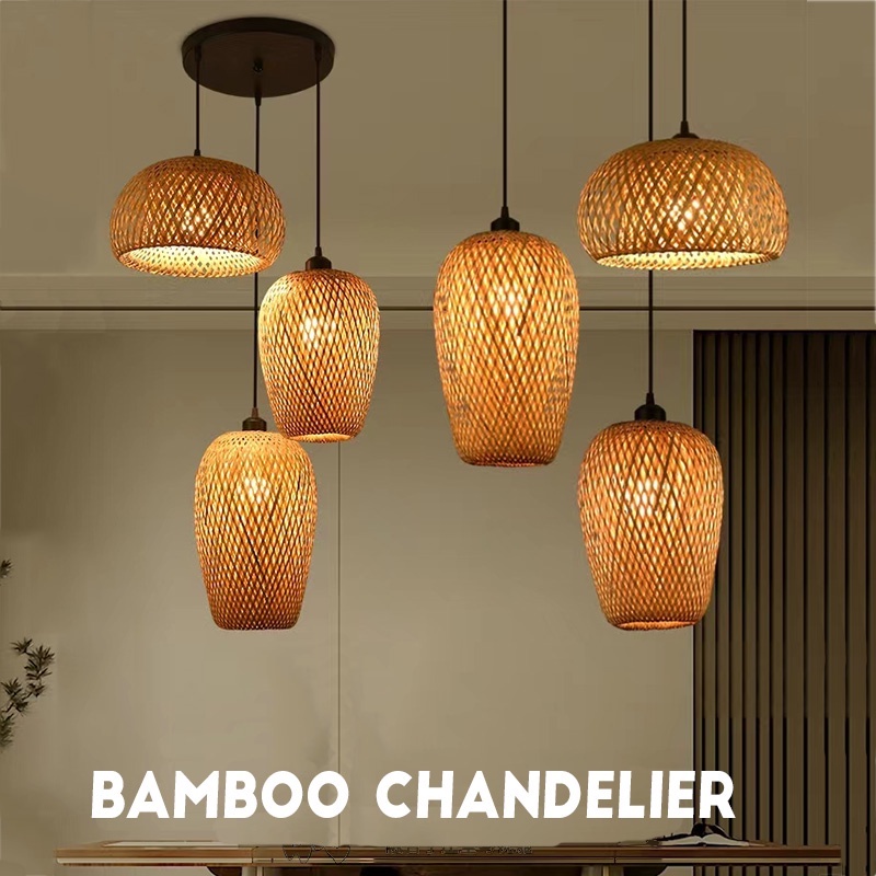 Japanese Bamboo Chandelier Ceiling Light Lantern Pendant Light Led ...