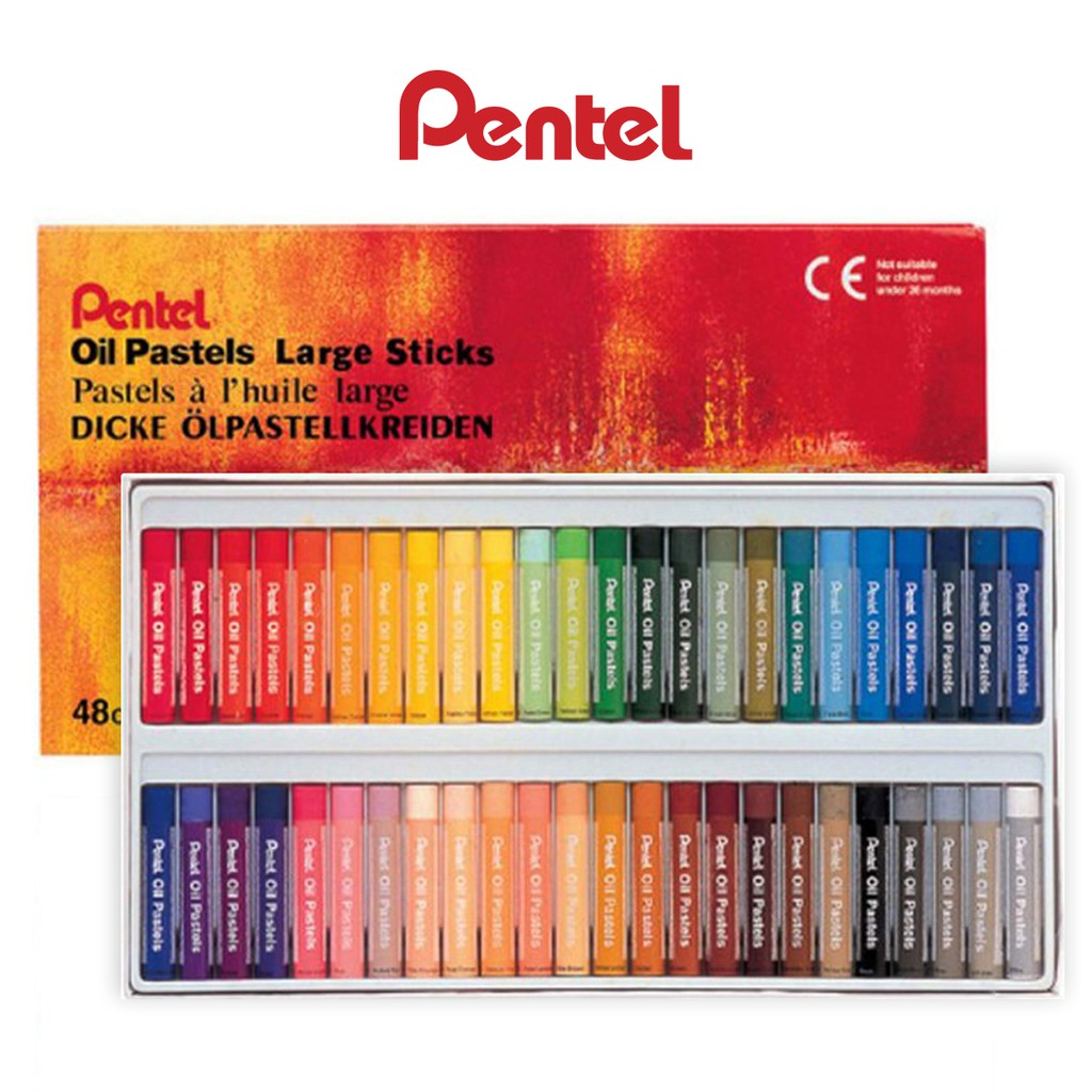 Pentel Oil Pastels Large Sticks Crayon 12/24/36/48 Colours Set | Shopee ...