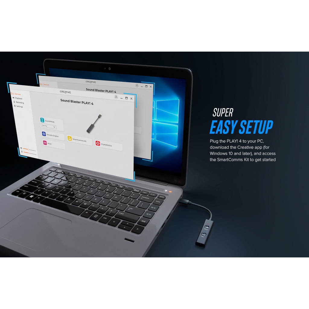 Creative Sound Blaster Play 4 Hi-res External USB-C DAC Ft. VoiceDetect ...