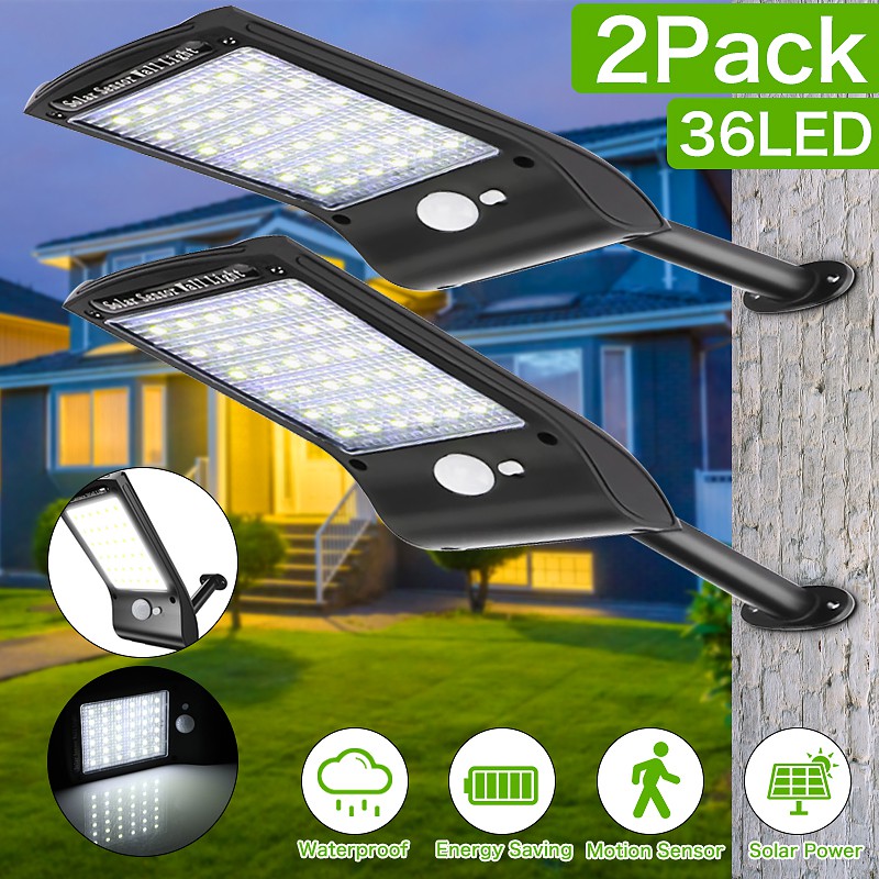 2pcs 36 LED Solar Light Powered PIR Motion Sensor Waterproof Outdoor Street Security Light Wall ...