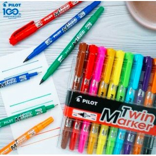 Pilot Permanent Twin Marker (Fine/Extra Fine) (Set of 8 / 12 Colours ...
