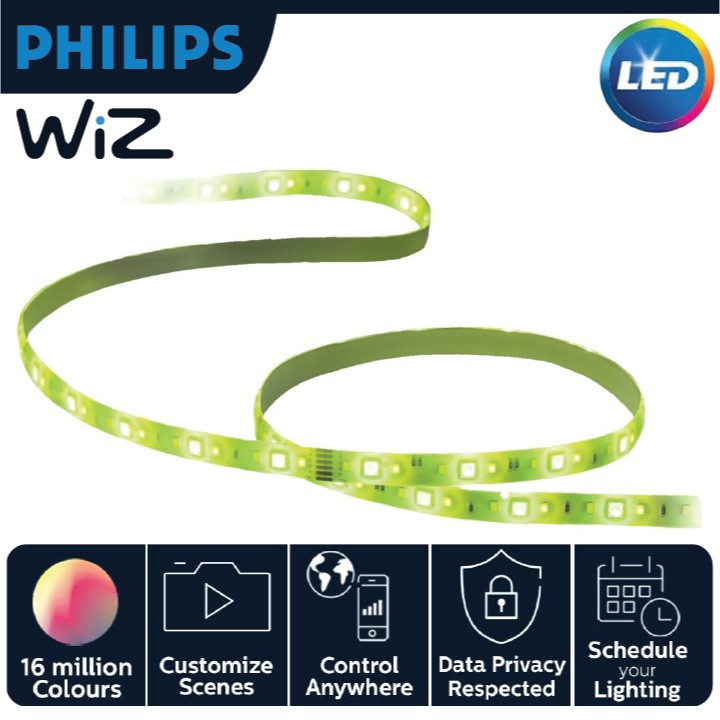Philips WiZ Smart Lighting White and Coloured LED Strip 2-meter Starter ...
