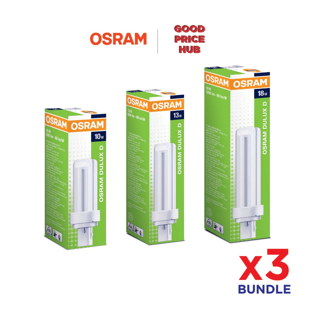 (BUNDLE OF 3) Osram Dulux D PLC 2pin Energy Saving Light Bulb | Shopee Singapore