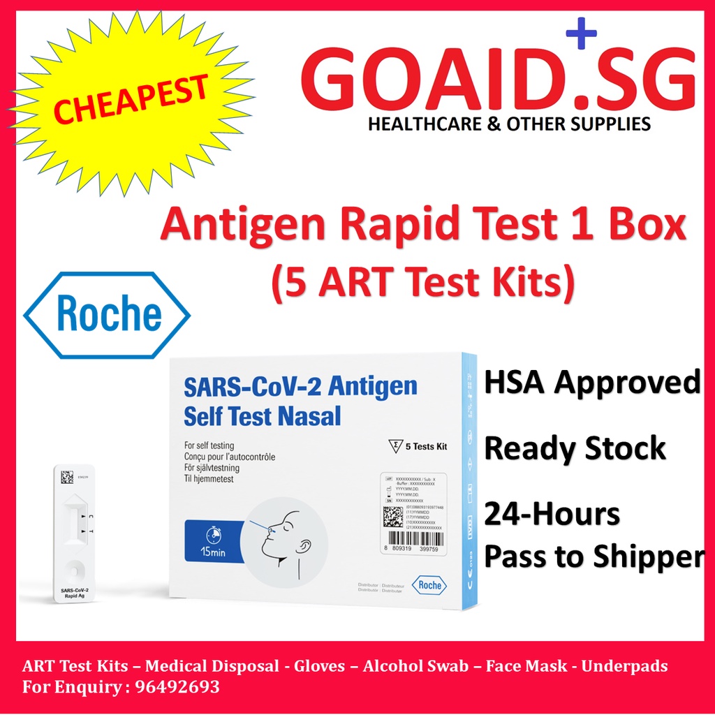 Roche Antigen Nasal Self Test ART Test Kit (1 Box = 5 Test Kits ...
