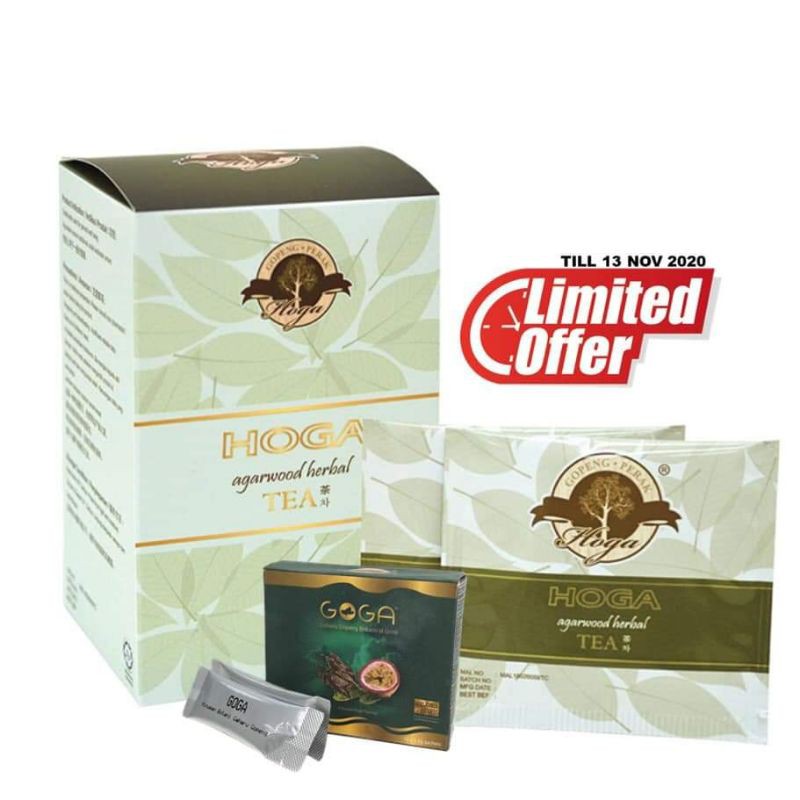 Hoga Agar wood Herbal Tea (贺嘉沉香茶) 25 Sachets and Goga Botanical Drink ...