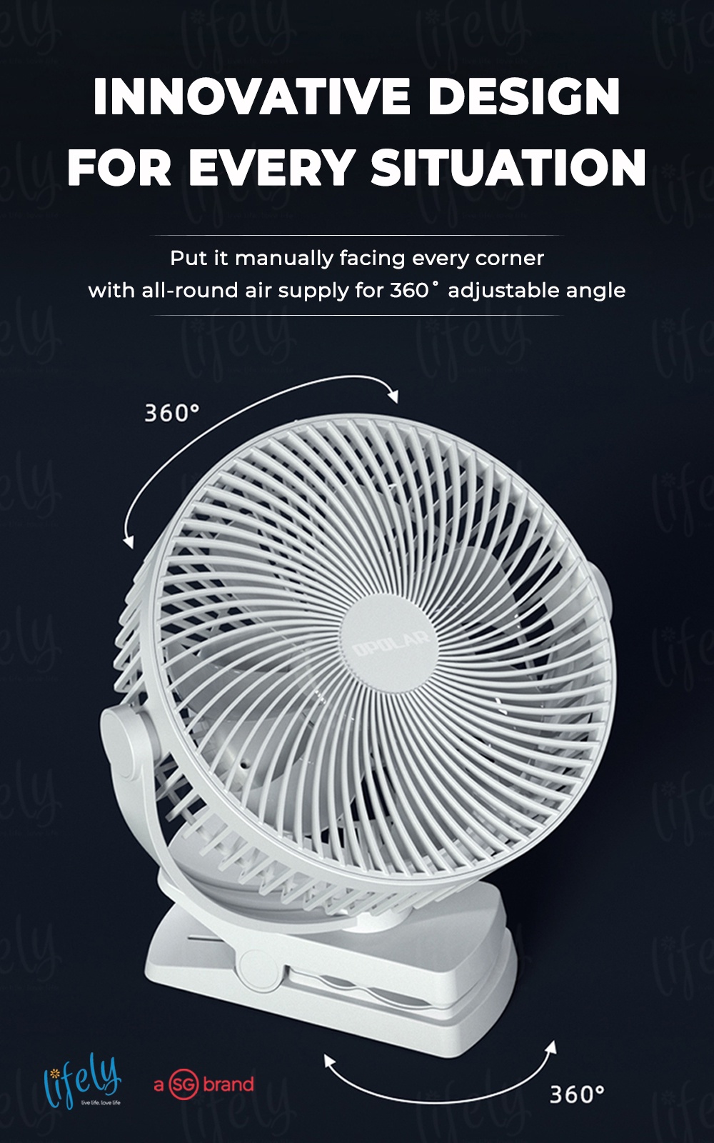 Lifely Clip Fan - 8 inch True Big Wind Clip Fan, 10000Mah Long Lasting ...