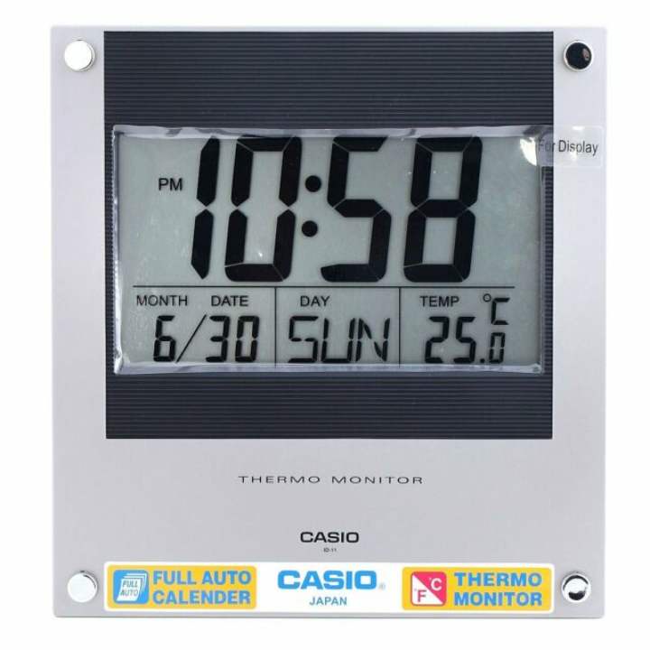 Casio ID-11S-1D Digital Thermometer Full Auto-Calendar Wall Clock ...