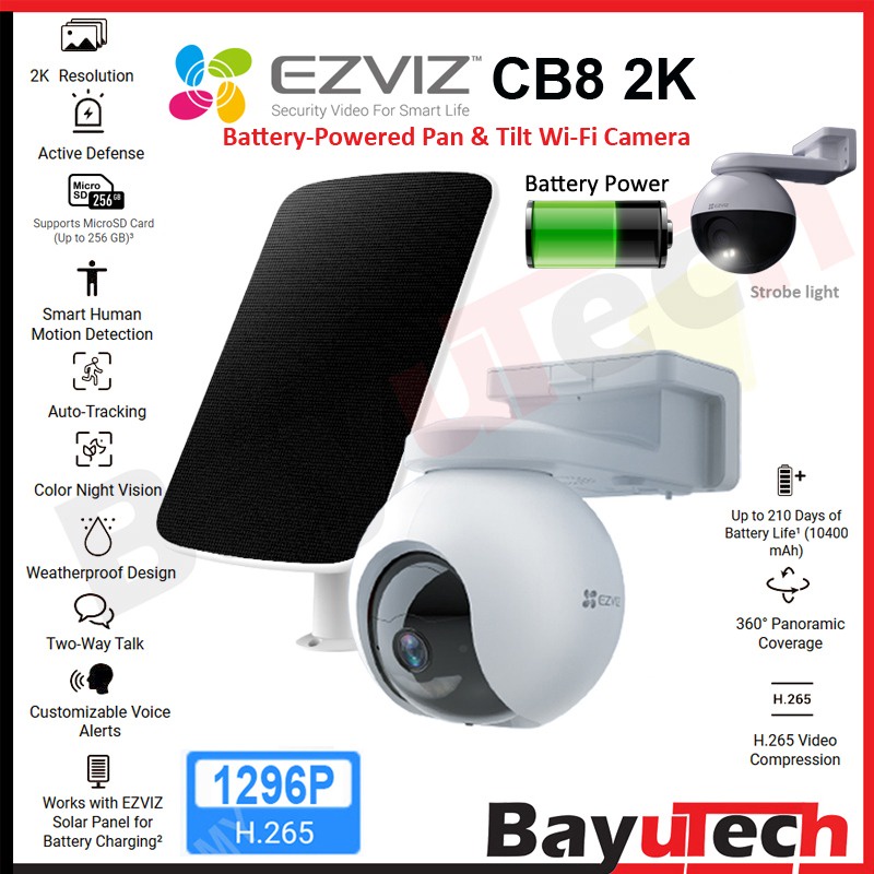 EZVIZ CB8 HB8 2K (3MP) Battery Wi-Fi Outdoor PT Camera Human / Vehicle ...
