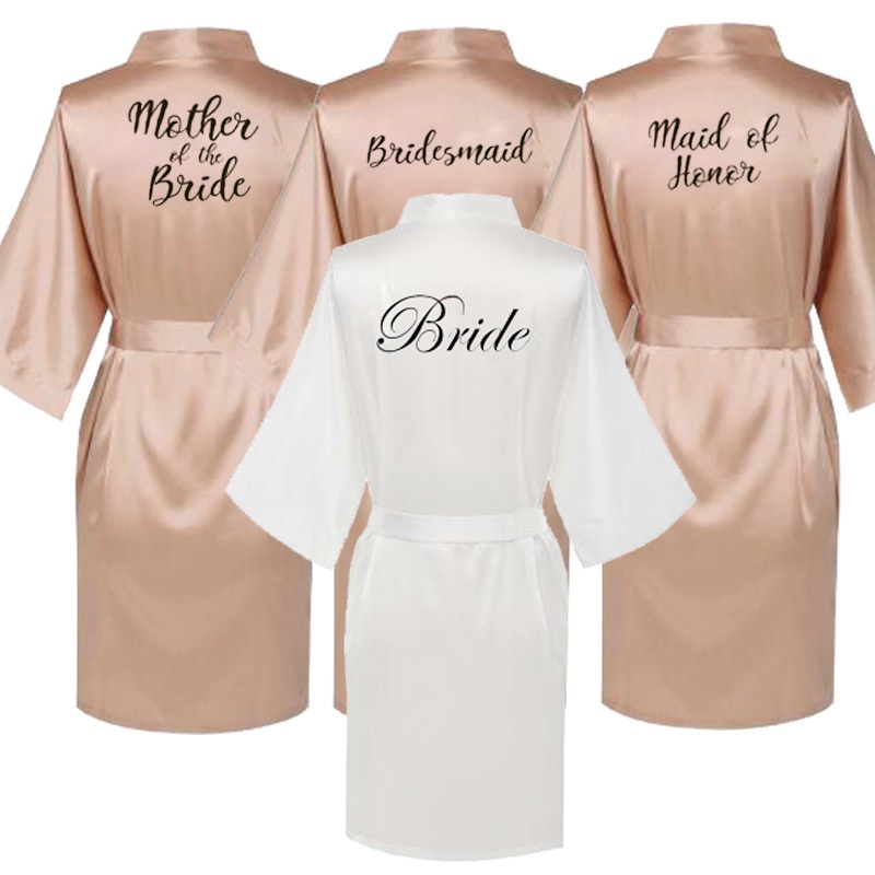 Satin Silk bride robe Wedding Robe Bridesmaid Bride Dressing Gown ...