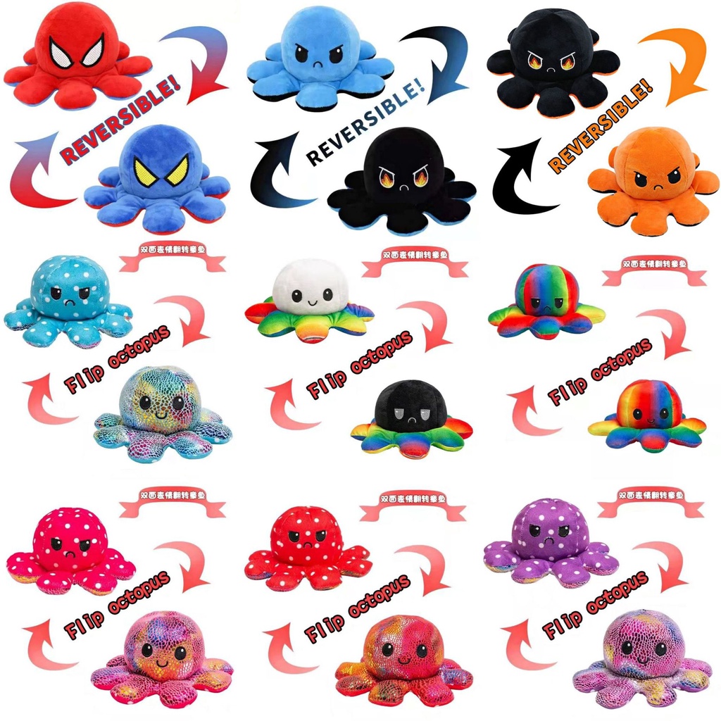 Flip Octopus Doll Reversible Octopus Plush Reversible Bipolar Plushie ...