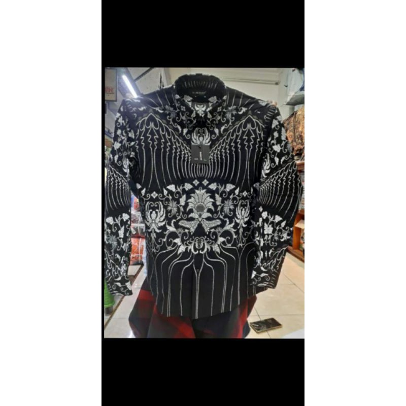 Garuda Black And White Cool Batik Shirt / / Modern | Shopee Singapore