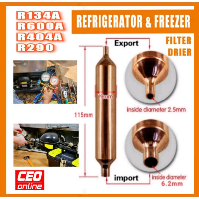 CEO Refrigerator Freezer Fridge Filter Drier Copper Strainer Peti Ais ...