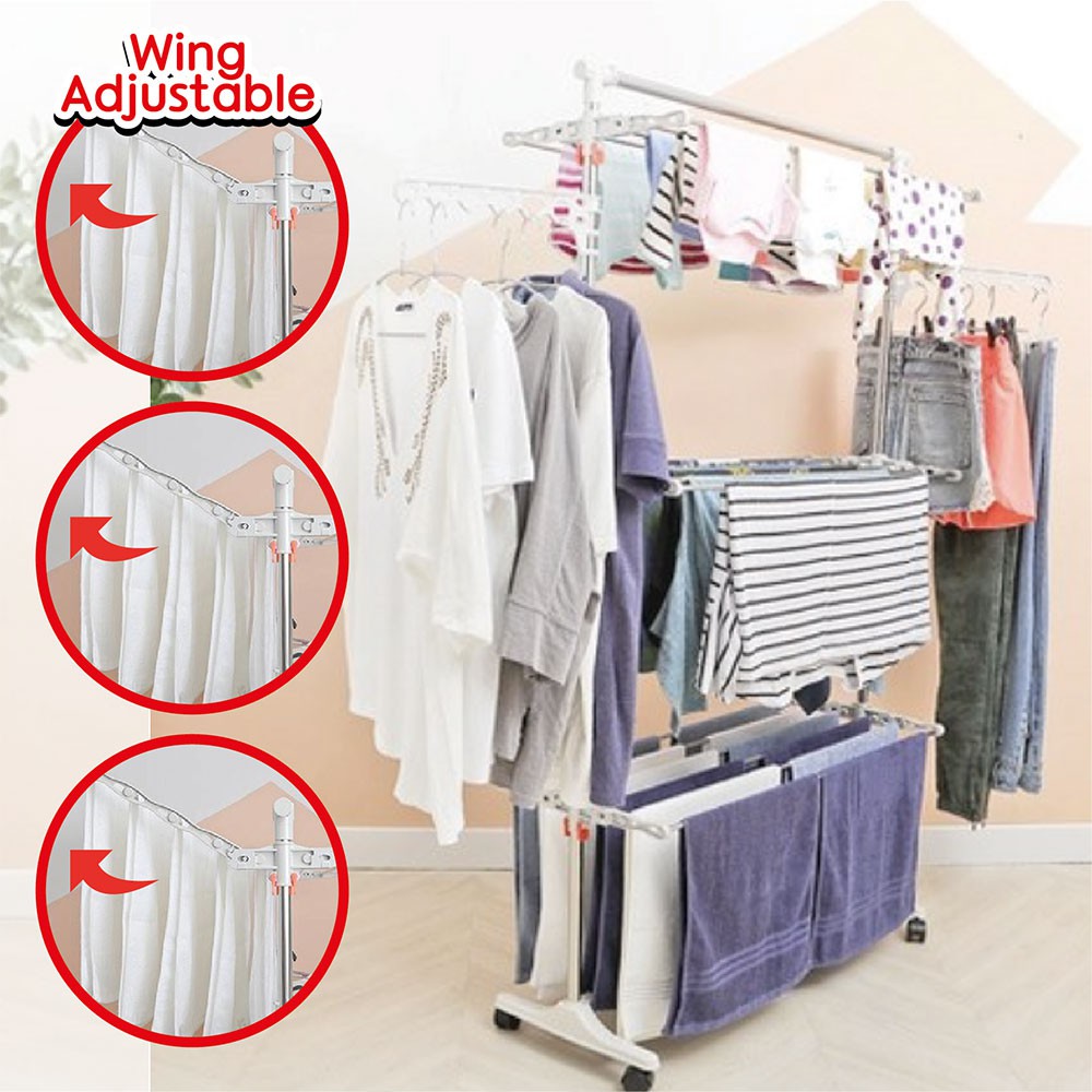 [Sea Shipping]Wing Adjustable/Blanket Rod Stainless Steel Laundry ...