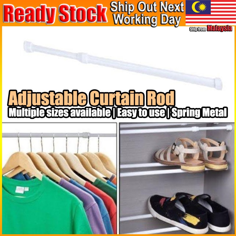 Adjustable Curtain Rod Metal Spring Bathroom Bar Shower Extendable ...