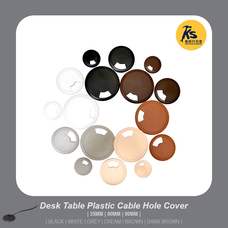 35MM | 60MM | 80MM Desk Table Plastic Cable Hole Cover Gromet ( BLACK ...