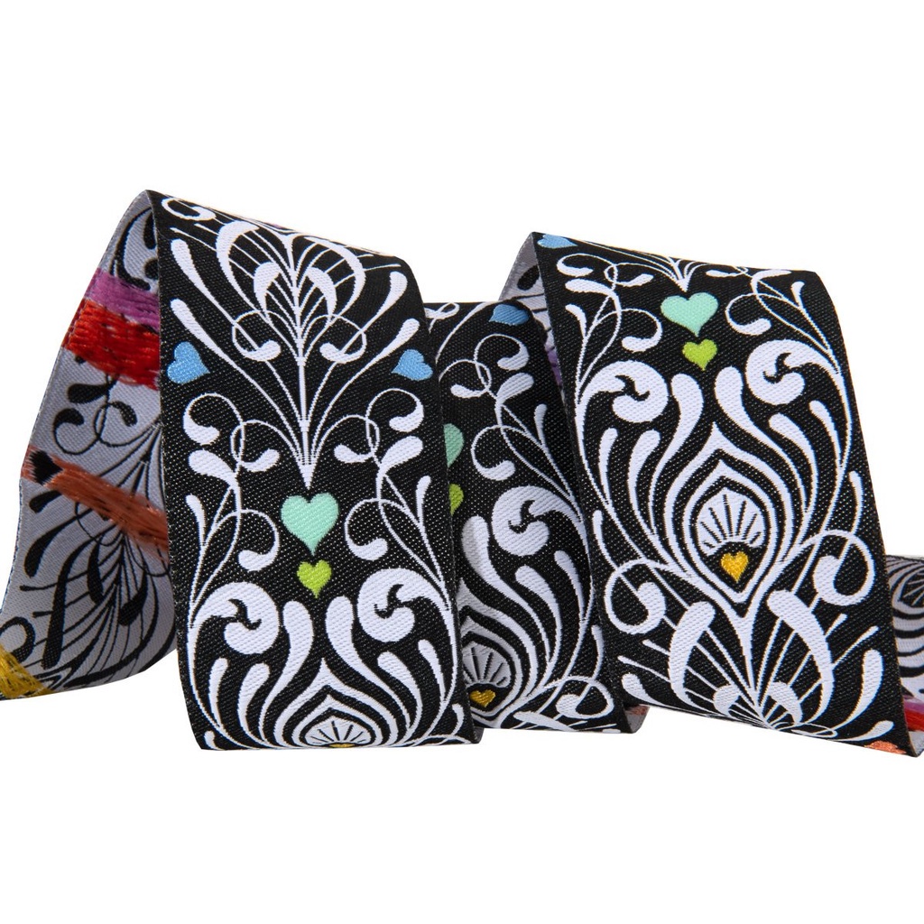 Peacock Feather 1 1/2" (Tula Pink Ribbons) Linework - Lace Border Trim ...