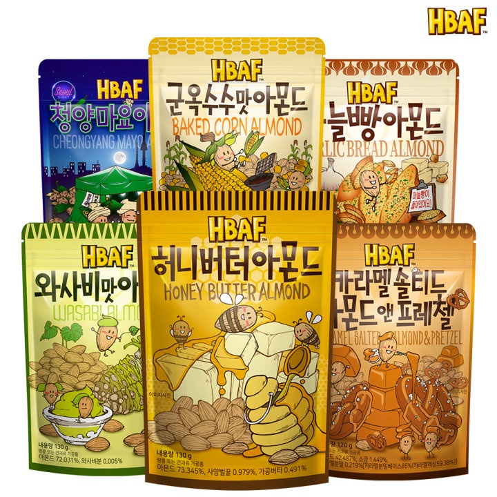 HBAF Seasoned Almond Bestseller korean snack hbaf Honey Butter almond Wasabi, Seaweed korea food ...