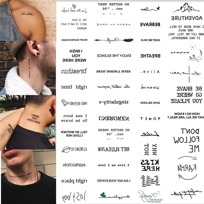 56pcs English Alphabet Tattoo Stickers Durable Waterproof Temporary ...