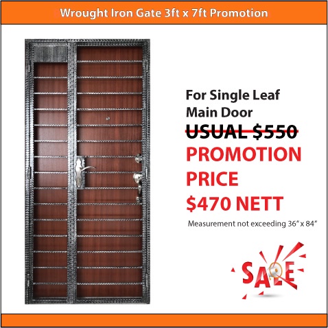 HDB Gate - Wrought Iron Gate 3ft x 7ft | Shopee Singapore