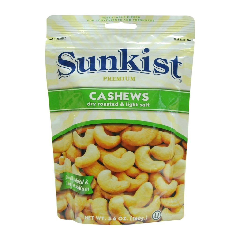 Sunkist Premium Cashews Dry Roasted with Light Salt 160g | Shopee Singapore