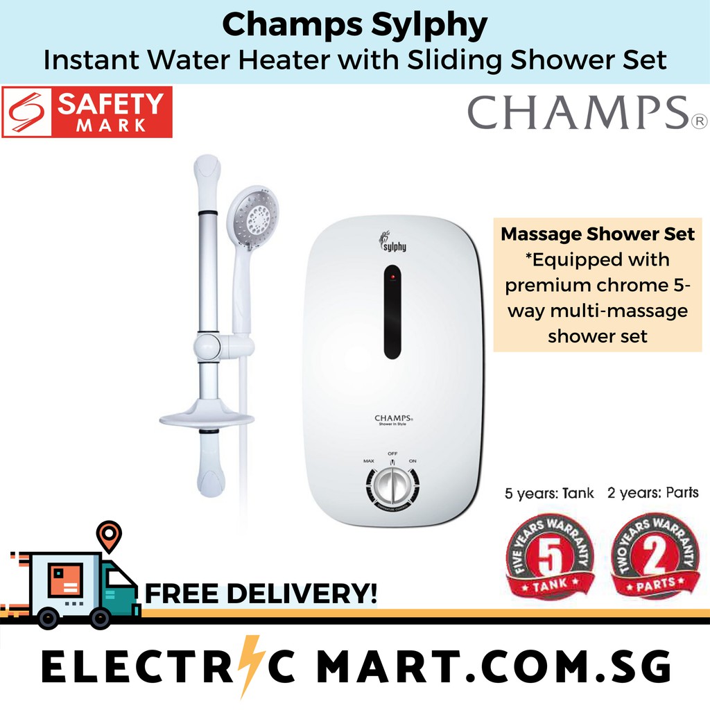 Champs Sylphy Instant Water Heater c/w Sliding Shower Set (Singapore ...
