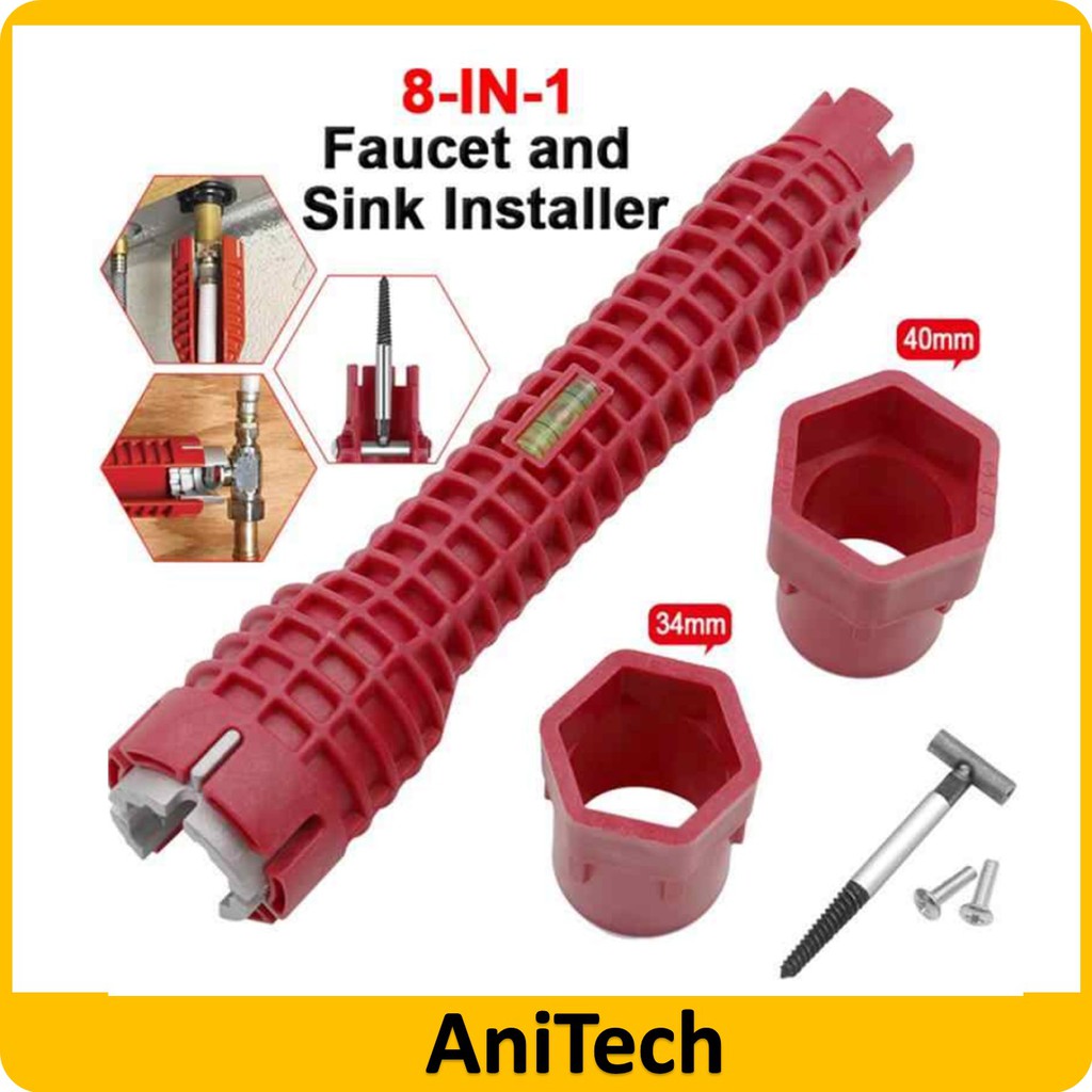 Faucet and Sink Installer Multifunctional Wrench Spanner (8 in 1 ...
