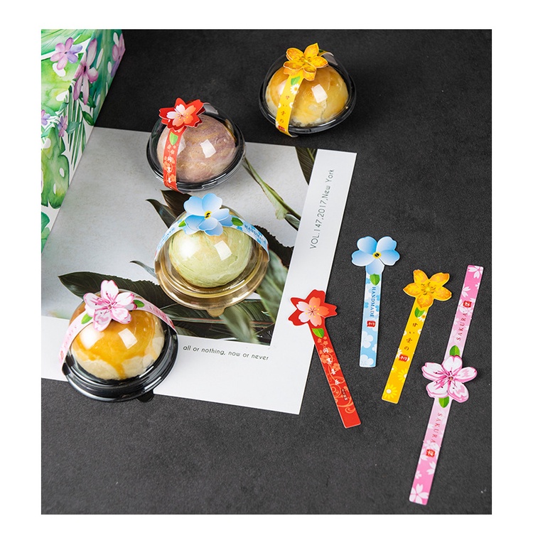 3D Mooncake Sticker/Mooncake card月饼贴纸/中秋贴纸/月饼卡扣/月饼包装/中秋包装/红色樱花月饼包装盒封口卡扣 ...